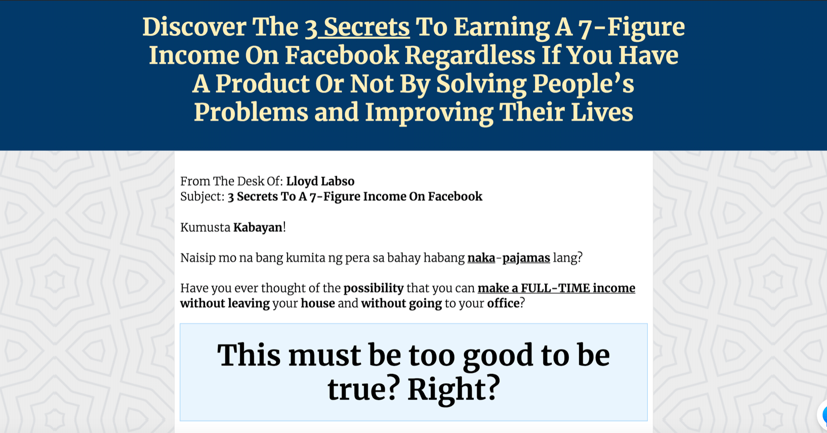Discover The 3 Secrets To Earning A 7-Figure Income On Facebook ...